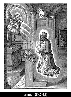 Ignatius of Loyola has a vision of Christ and Mary, Hieronymus Wierix ...