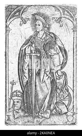 Saint Catherine of Alexandria with wheel and sword Stock Photo - Alamy