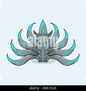 illustration cute cyborg fox on white background Stock Vector Image ...