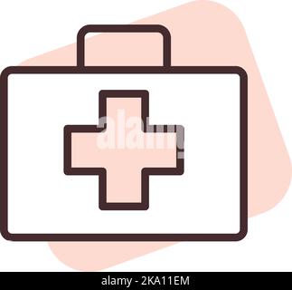 Doctor Bag Icon, First Aid Box Icon Vector Art Illustration Stock ...
