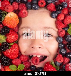 Vitamins from berrie. Strawberry, blueberry, raspberry, blackberry ...