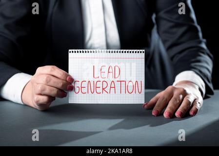 Text sign showing Lead Generation. Business photo showcasing ...