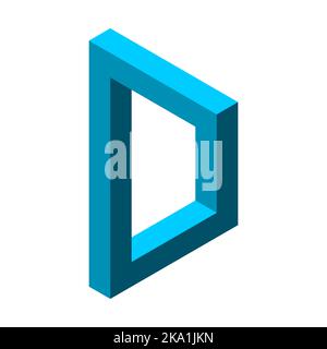 Blue impossible rectangle penrose shape. Esher geometric object ...