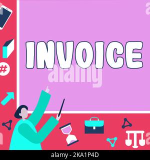 Hand writing sign Invoice. Business concept commercial document that ...