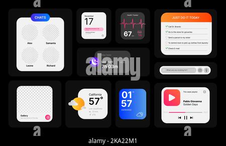 Sleep Tracker Widget UI Concept on Black Background. Social Media ...