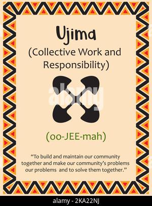 A card with one of the Kwanzaa principles. Symbol Umoja means Unity in ...