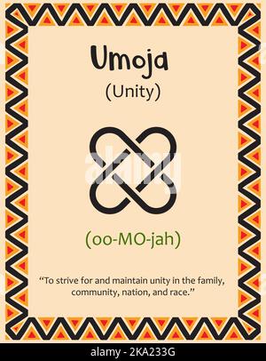 A card with one of the Kwanzaa principles. Symbol Kujichagulia means ...
