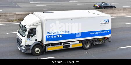 Side & front view NHS supply chain transport DAF hgv lorry truck ...