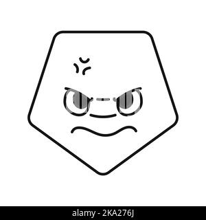 Angry red pentagonal character color line icon. Mascot of emotions ...