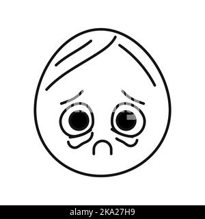 Oval blue crying character color line icon. Mascot of emotions ...