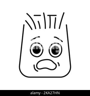 Purple rectangular scared character color line icon. Mascot of emotions ...
