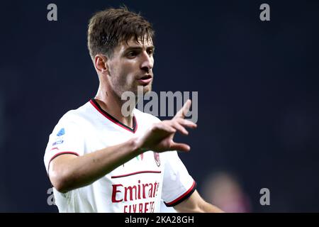 Matteo Gabbia of AC Milan gestures during the Serie A football match ...