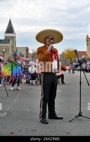 EMPORIA, KANSAS - OCTOBER 29, 2022Local women wearing Calaveras makeup ...