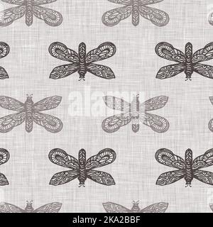 Farmhouse grey butterfly seamless pattern. Rustic French wildlife for ...