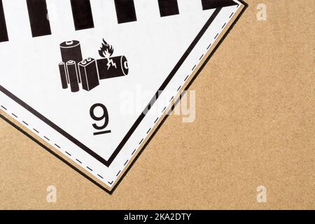 UN 3480 lithium-ion battery shipping warning label. For Lithium fire ...