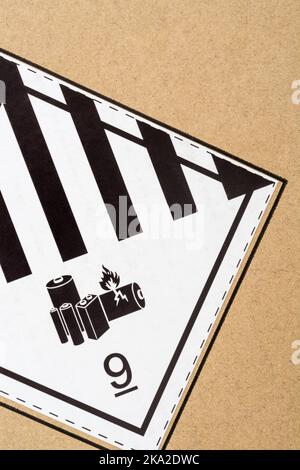 UN 3480 Class 9 lithium-ion battery shipping warning label. For Lithium ...