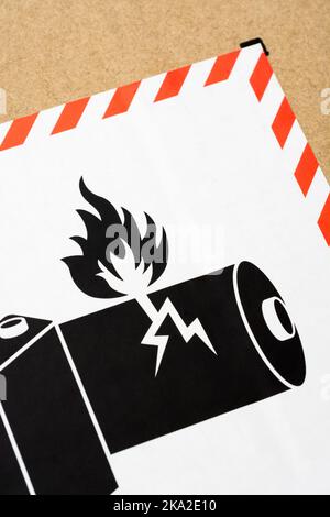 UN 3480 lithium-ion battery shipping warning label. For Lithium fire ...