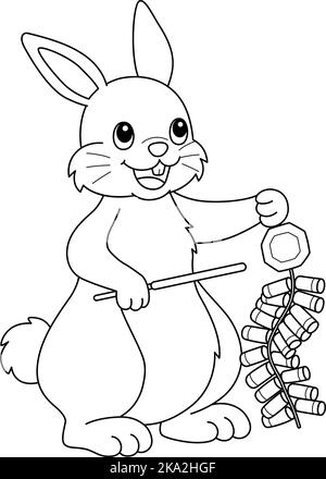 Rabbit Holding Fireworks Coloring Page Stock Vector Image & Art - Alamy