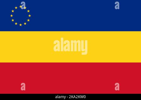 flag of Daco-Romance peoples Serbian Vlachs at cloudy sky background ...