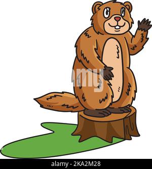 Waving Groundhog Colored Cartoon Illustration Stock Vector Image & Art ...