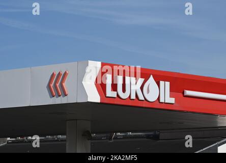 Company logo of the Russian mineral oil company Lukoil with ...