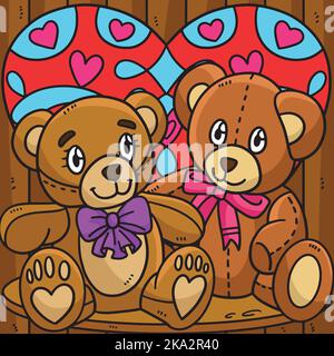 Two Little Bear in Love Coloring Page Illustration Stock Vector Image ...