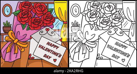 Valentines Day Flower Coloring Page for Kids Stock Vector Image & Art ...