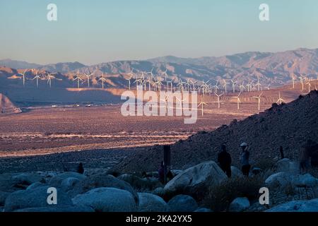 Windmills in the desert, seen from the Pacific Crest Trail, Palm ...