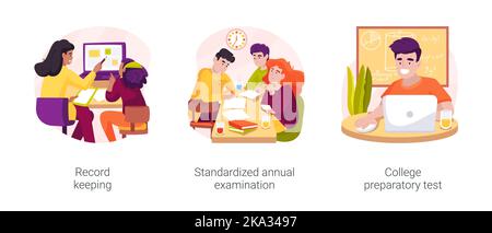 Middle and high school student testing isolated cartoon vector ...