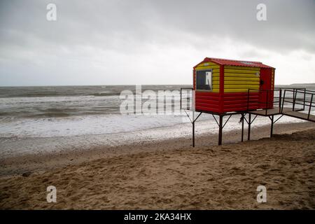Lifeguard tower at Brittas Bay beach, County Wicklow, Ireland Stock ...