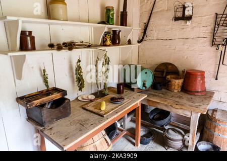 Old fashioned kitchen in a Victorian house belonging to a well-off ...