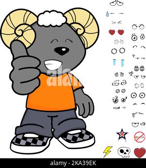 ram kid character cartoon kawaii expressions set in vector format Stock ...