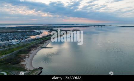 An aerial view over Sheepshead Bay Brooklyn, NY Stock Photo - Alamy