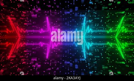 Futuristic technology background - multicolour stripes and different ...