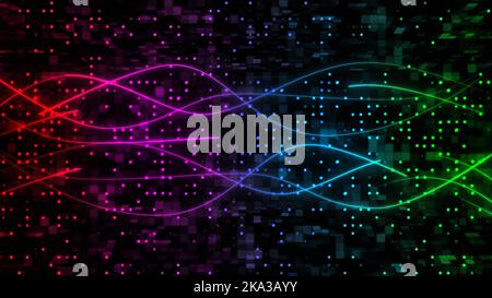 Futuristic technology background - multicolour stripes and different ...