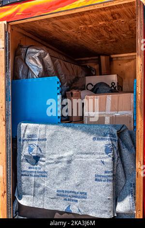 Ft Myers, USA - May 16, 2022: Man male person locking closing door of U ...