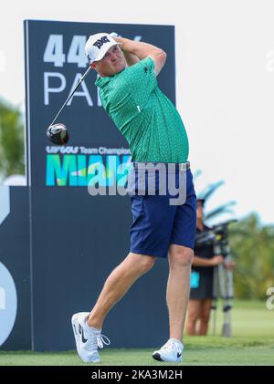 Jason Kokrak of Smash GC hits his shot from the 16th tee during the ...