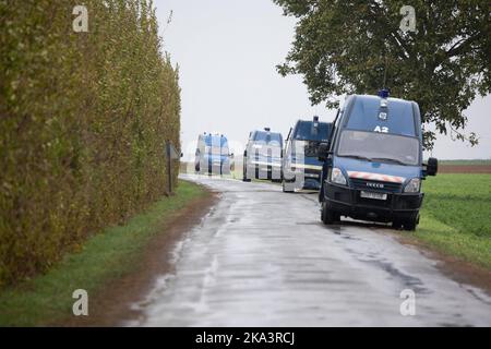 The Bassine protected by police forces (Gendarmerie) as protesters ...