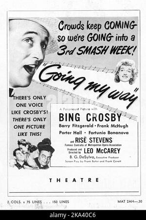 BING CROSBY BARRY FITZGERALD and RISE STEVENS in GOING MY WAY 1944 ...