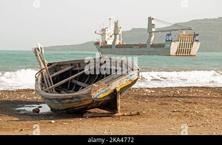 Beach and boat, Jacmel, Haiti - Jacmel is an important port and ...
