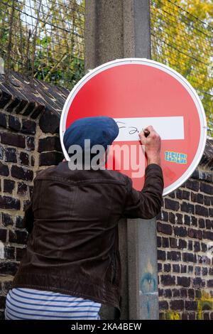 Urban graffiti maker, Lille, Hellemes district, Lille, Nord, Hauts-de ...