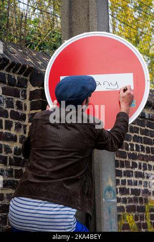 Urban graffiti maker, Lille, Hellemes district, Lille, Nord, Hauts-de ...