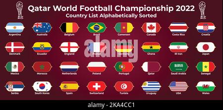 All Flags of Participating Countries of World Cup Soccer 2022 Stock ...