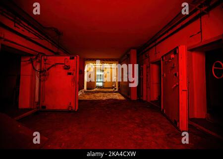 Bunker hosting nuclear weaponry with large blast proof armored door ...