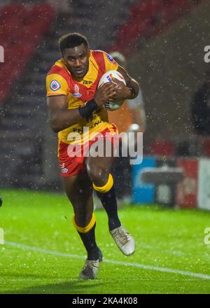 South Yorkshire, UK, October 31 2022, Nixon Putt of PNG scores a try ...