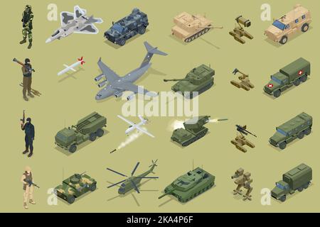 Isometric rocket salvo fire system on a wheeled landing gear. Rocket ...