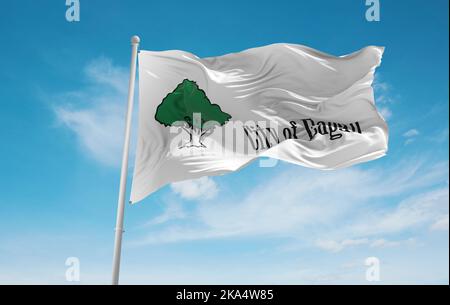 official flag of Eagan, Minnesota untied states of America at cloudy ...