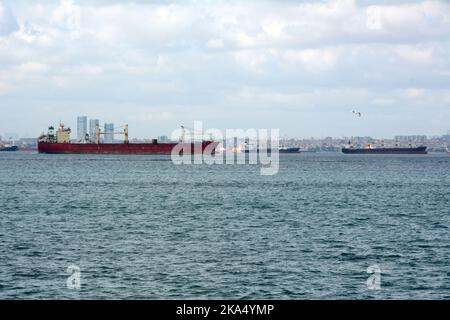 Bulk carrier merchant grain ships bound for Ukraine and Russia await ...