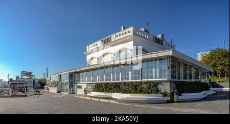 Terrace restaurant on Lanzheron beach in Odessa, Ukraine Stock Photo ...