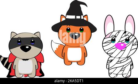 Cute little Halloween rabbit in a devil costume. Cartoon animal ...